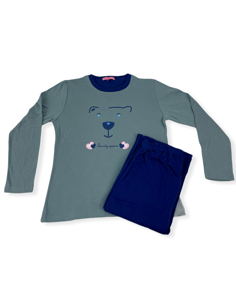 Pijama Mujer Invierno Interlock Osito a precio barato Talla S Color Azul