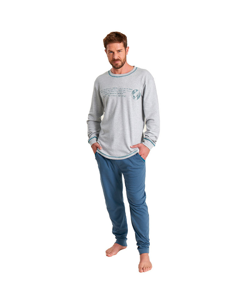 Pijama Caballero Invierno Algodón MuyDeMi barato Talla M Color Gris