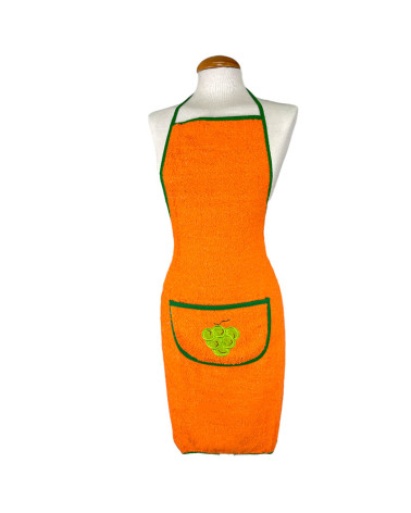 Delantal Rizo Bordado Algodón Frutas barato Color Naranja