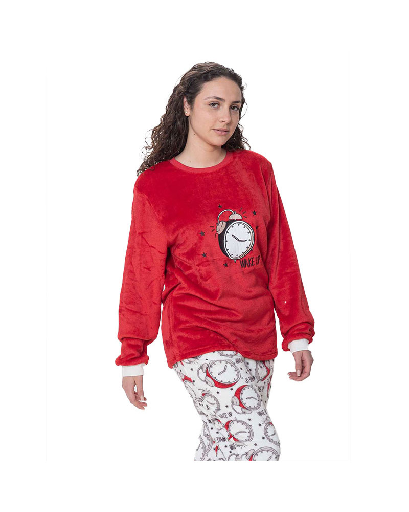 Pijama Invierno Mujer Coralina Reloj a precio barato Talla M Color Rojo