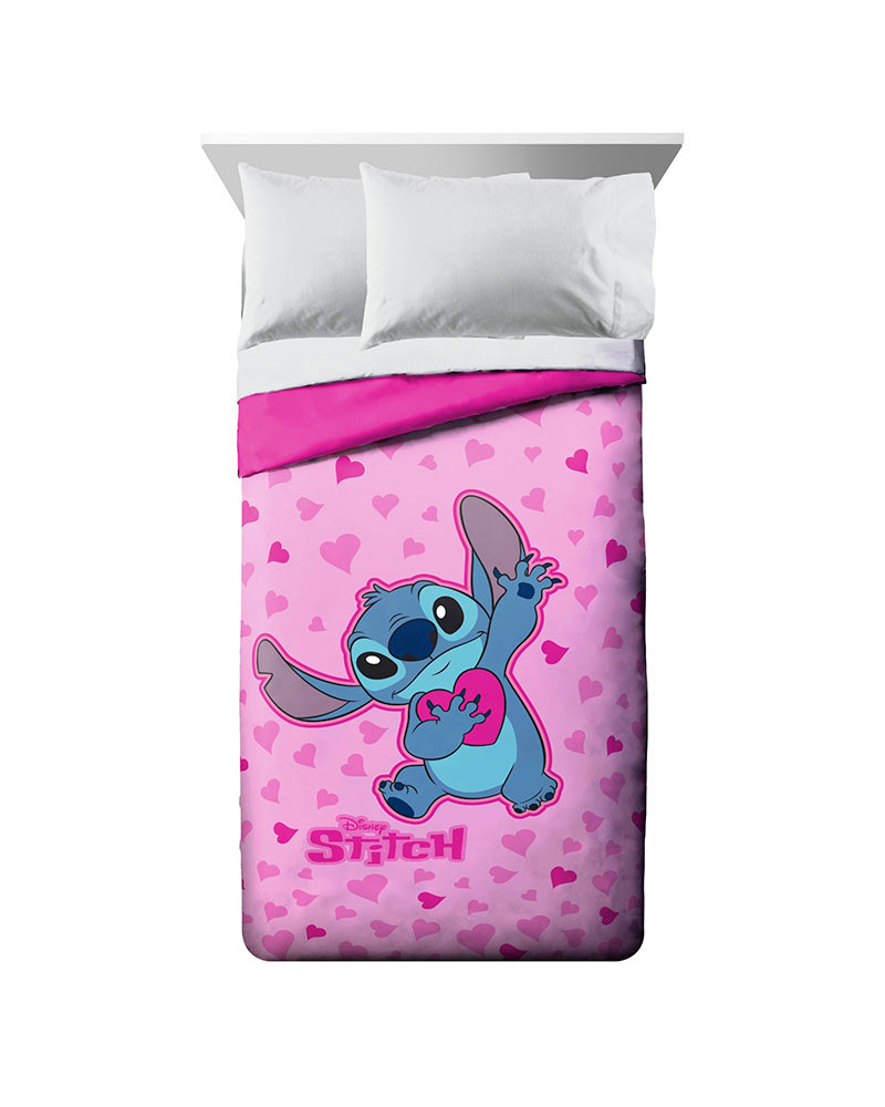 Colcha Bouti Verano Infantil Lilo & Stich Corazones oficial Color Rosa ...