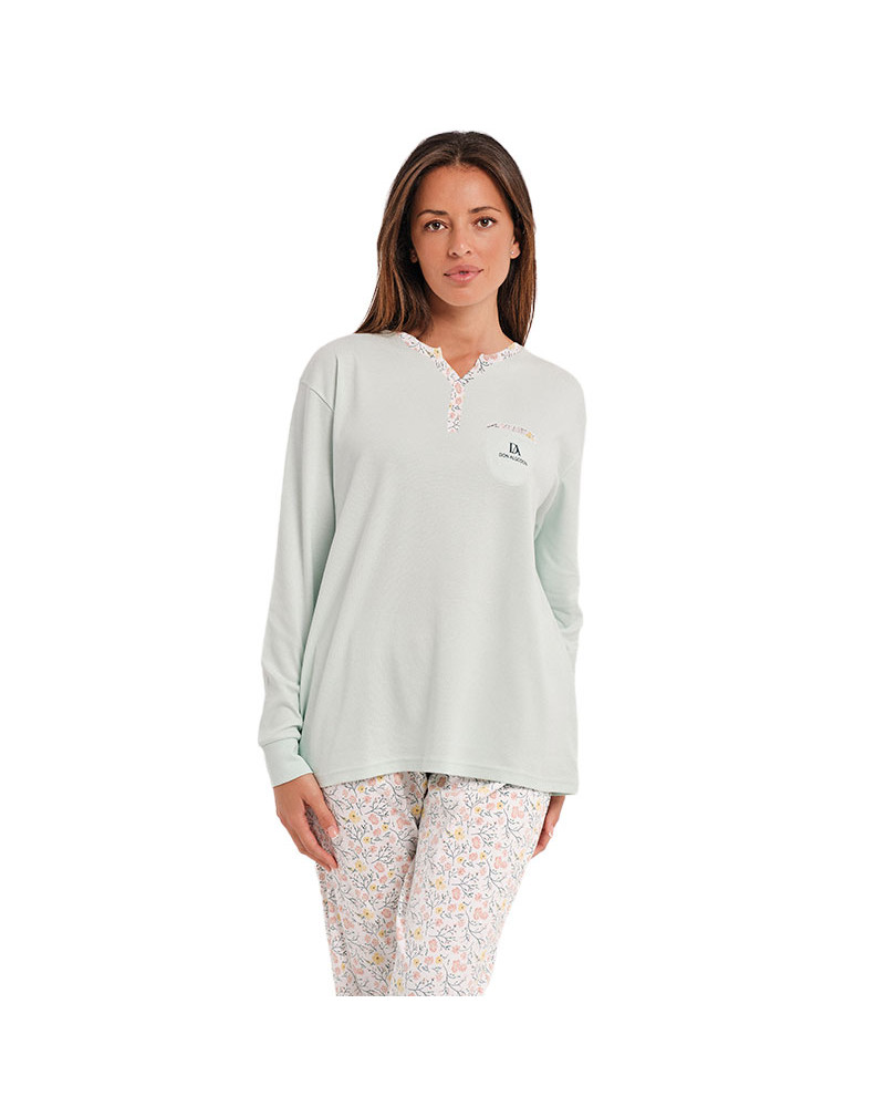 Pijama Mujer Invierno Interlock Don Algodón Flores con la mejor oferta ...