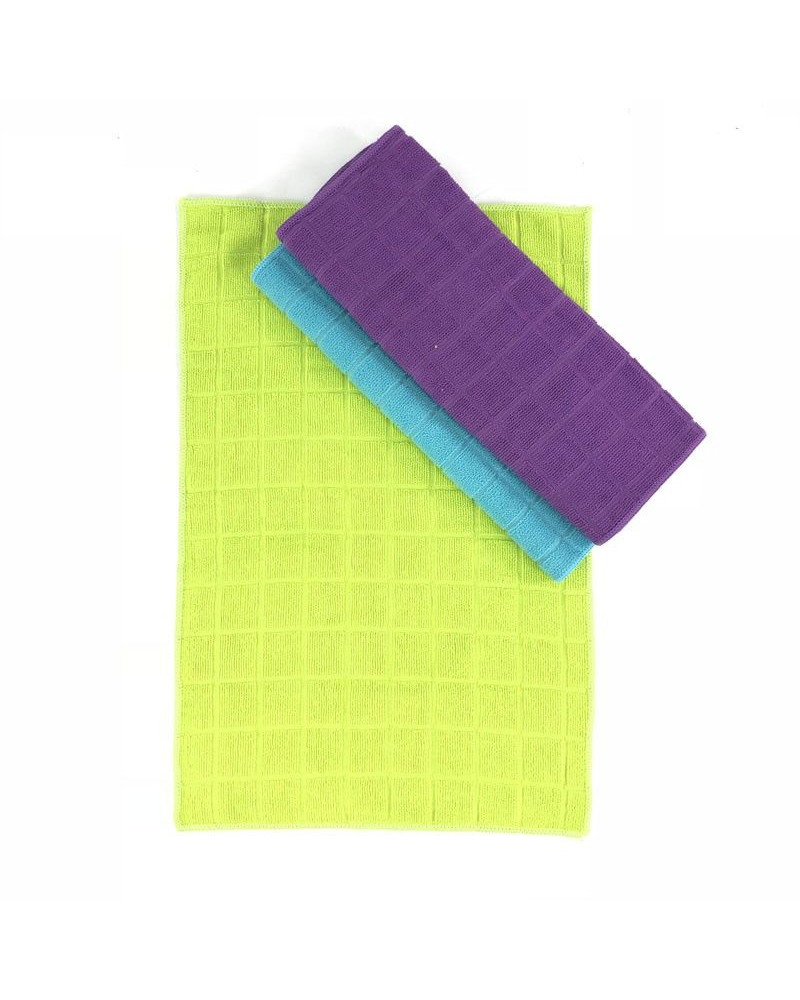 Set de 3 paños de cocina para superficies delicadas. Color Turquesa